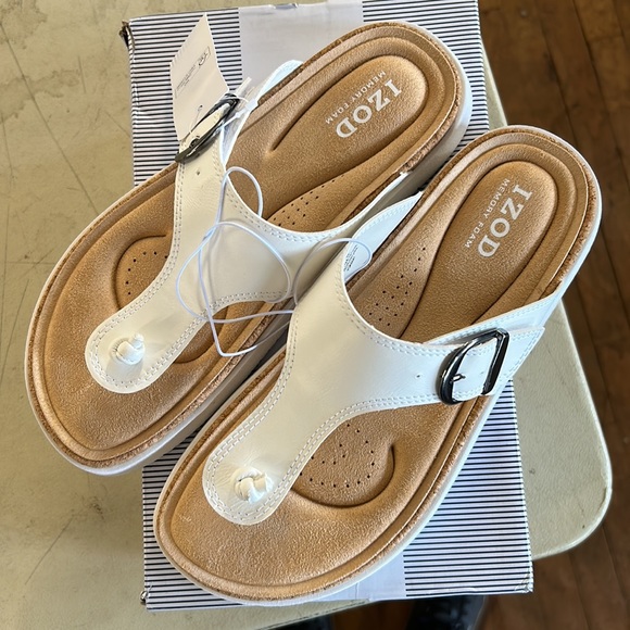 Izod | Shoes | Nwt Womens Izod Charcy White Ultra Comfort Thong Sandals ...